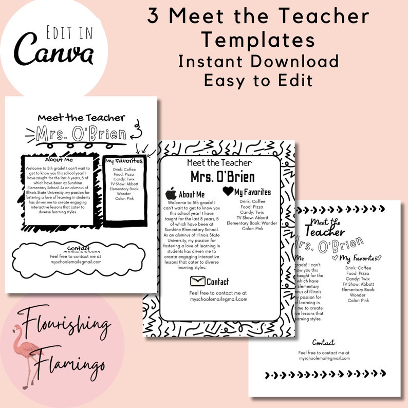Meet the Teacher, Back to School Printable, Black and White Meet the ...