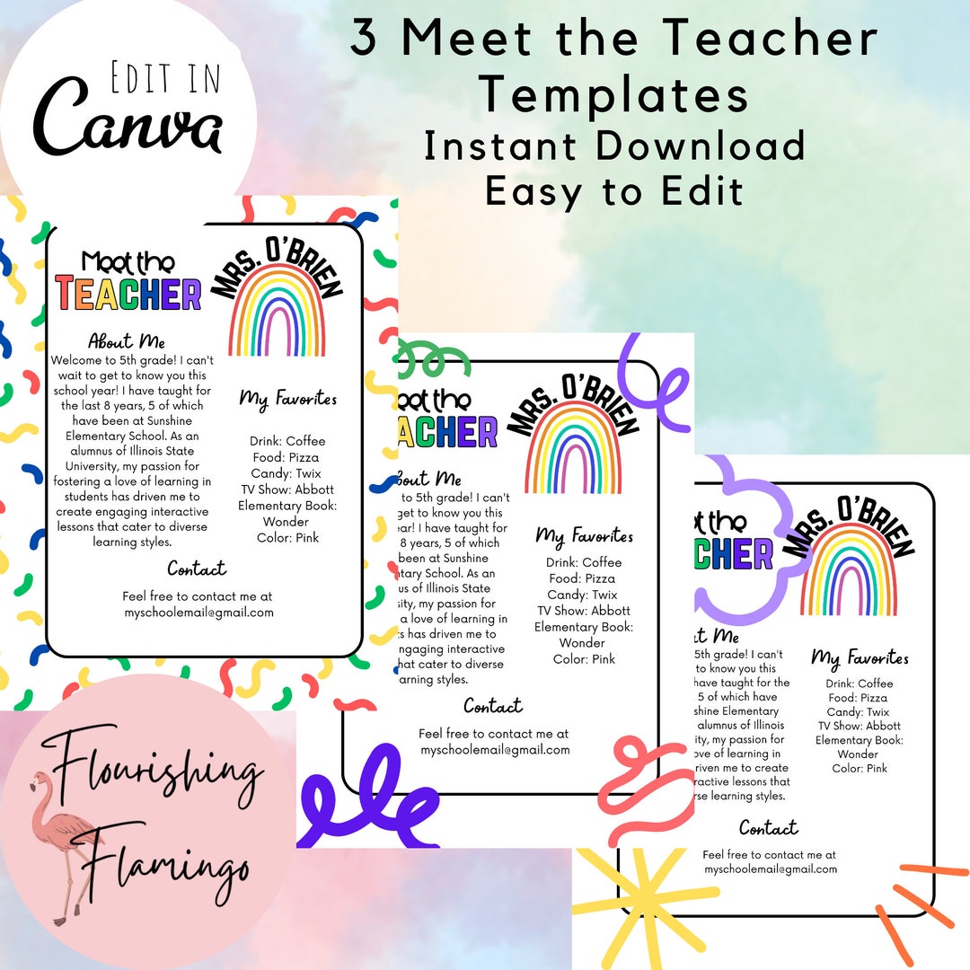 Rainbow Meet the Teacher Template, Bright Meet the Teacher, Back to ...