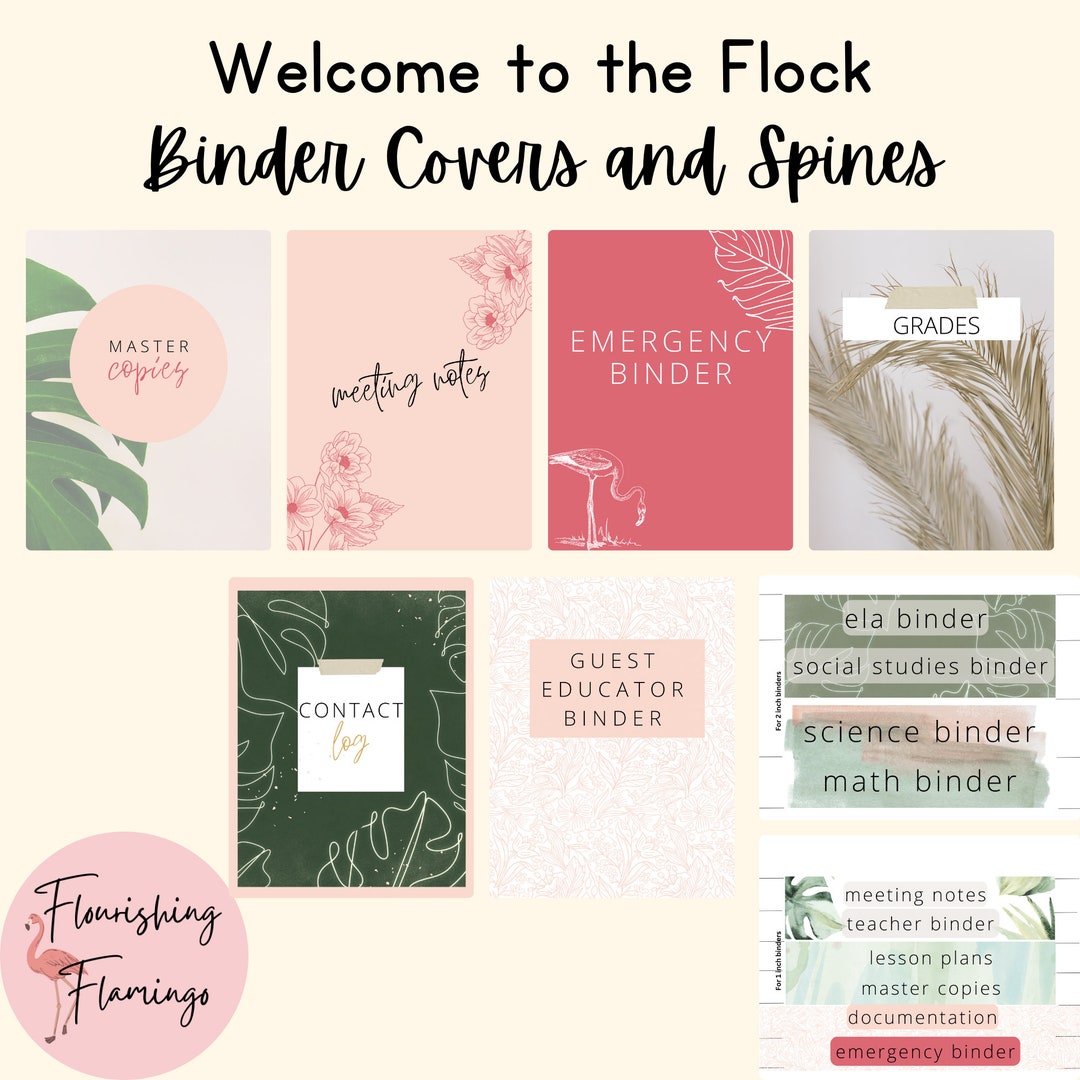 Welcome to the Flock Teacher Binder Covers and Spines, Flamingo ...