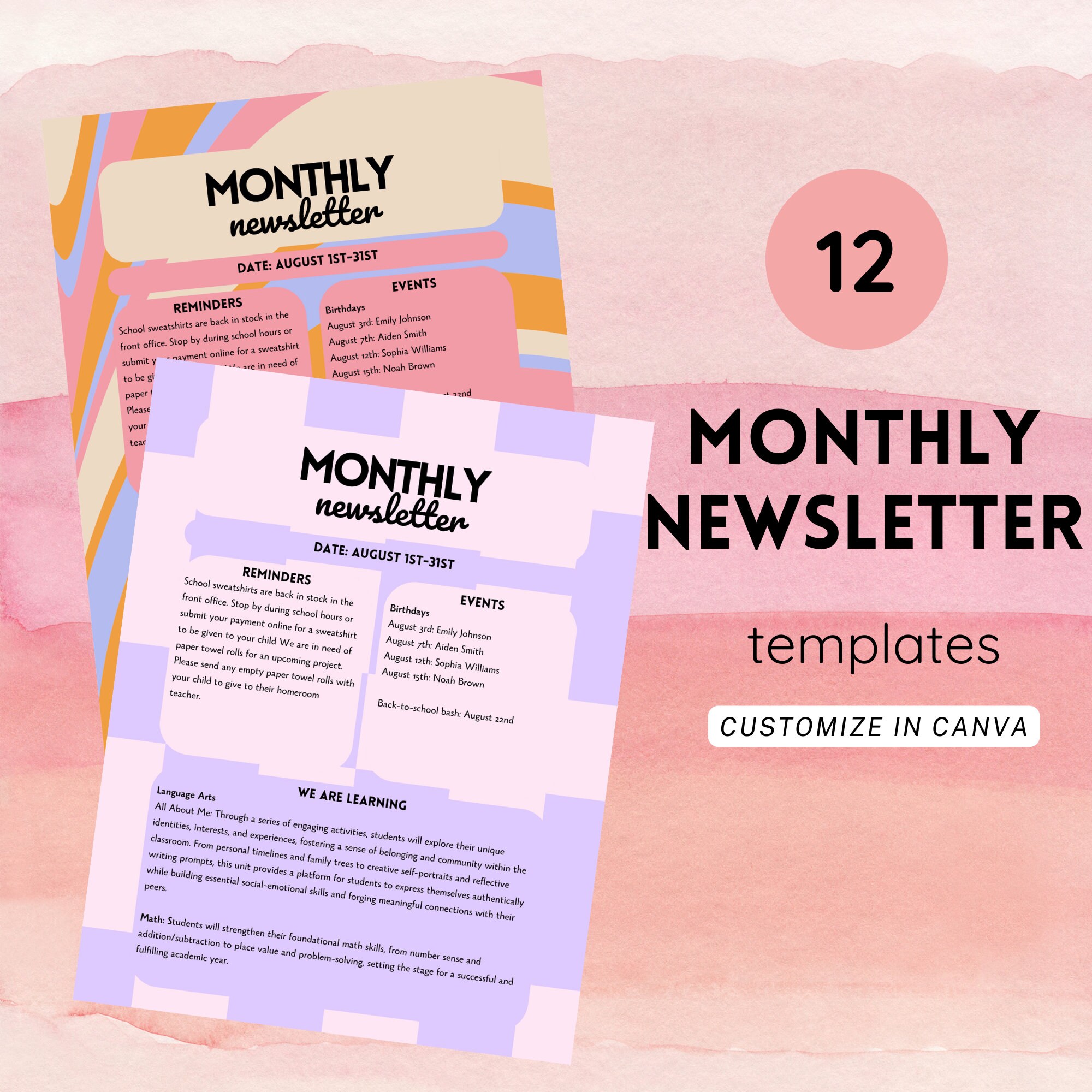 Monthly Newsletter, Colorful Retro Class Elementary Teacher Newsletter ...