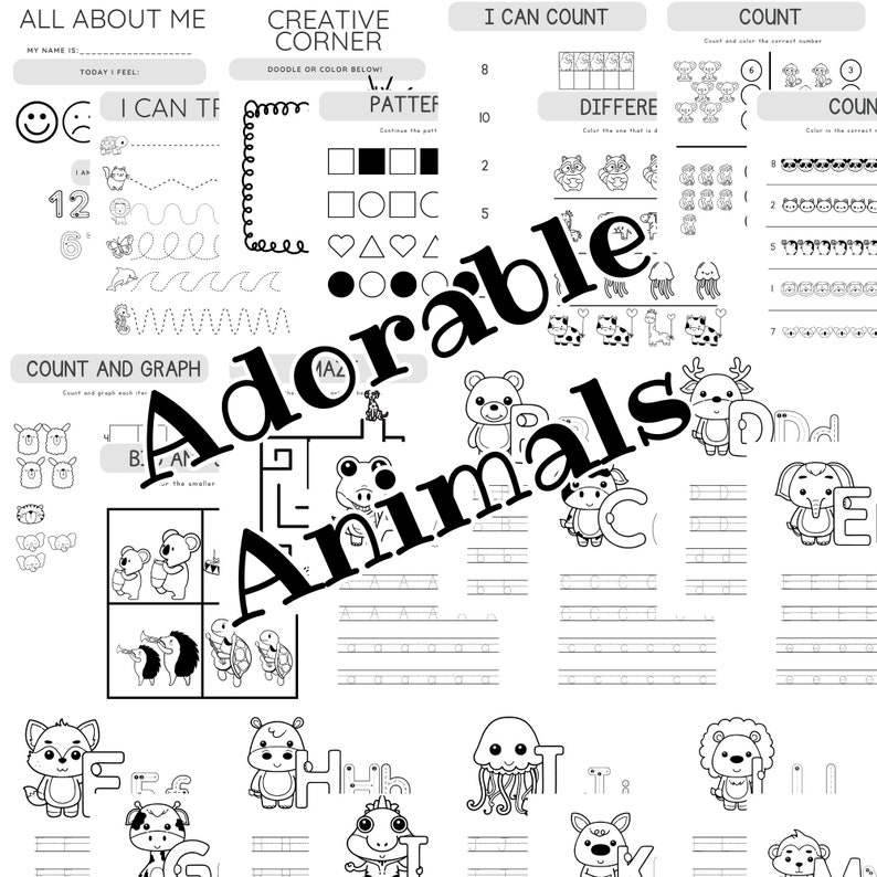 Adorable Animals Preschool Morning Work Printable, Prek Homeschool ...
