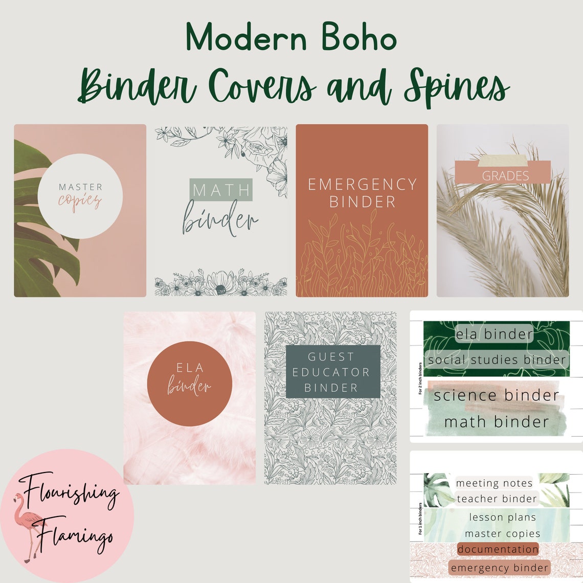 Boho Teacher Binder Covers and Spines, Boho Classroom Decor, Boho Back ...