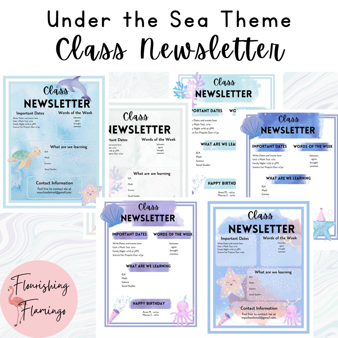 Monthly Classroom Newsletter, Watercolor Class Newsletter, Elementary ...
