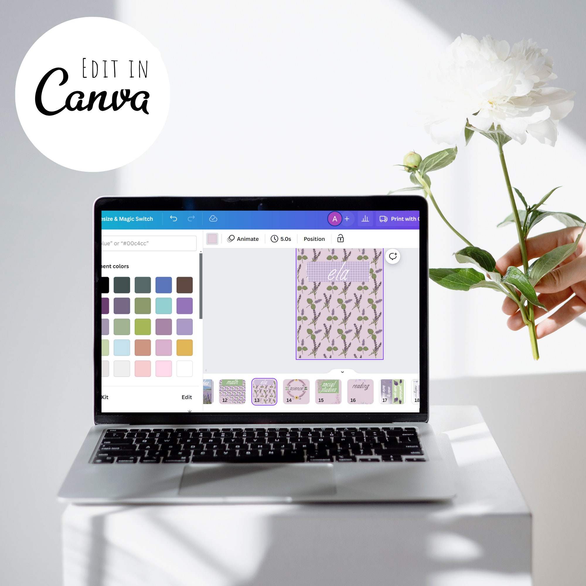 Lavender Teacher Binder Covers and Spines, Flower Classroom Decor ...