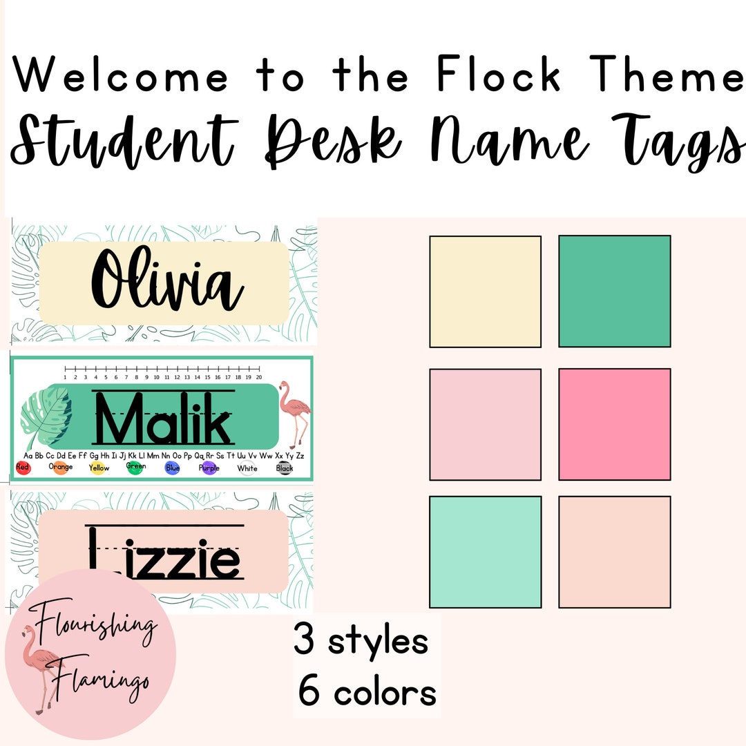 Flamingo Student Desk Printable Name Tags, Welcome to the Flock ...