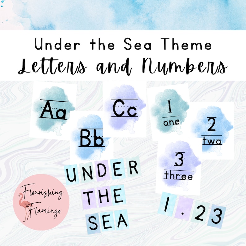 Under the Sea Classroom Decor - Watercolor Letters & Numbers ...