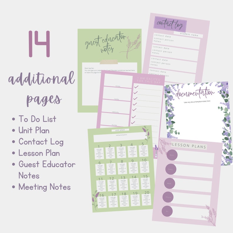 Lavender Teacher Binder Covers and Spines, Flower Classroom Decor ...