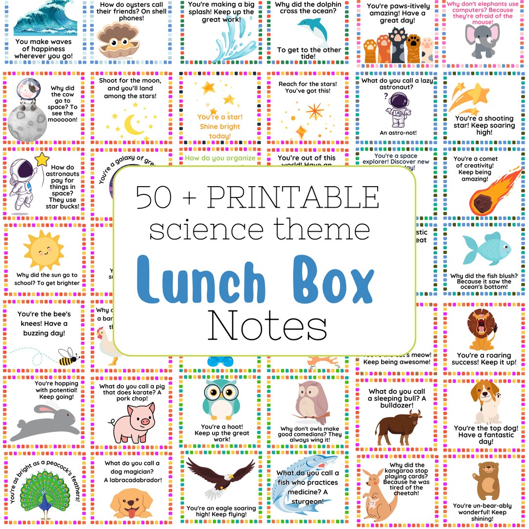 Science Lunch Notes, Science Lunch Box Notes, School Lunch Notes ...