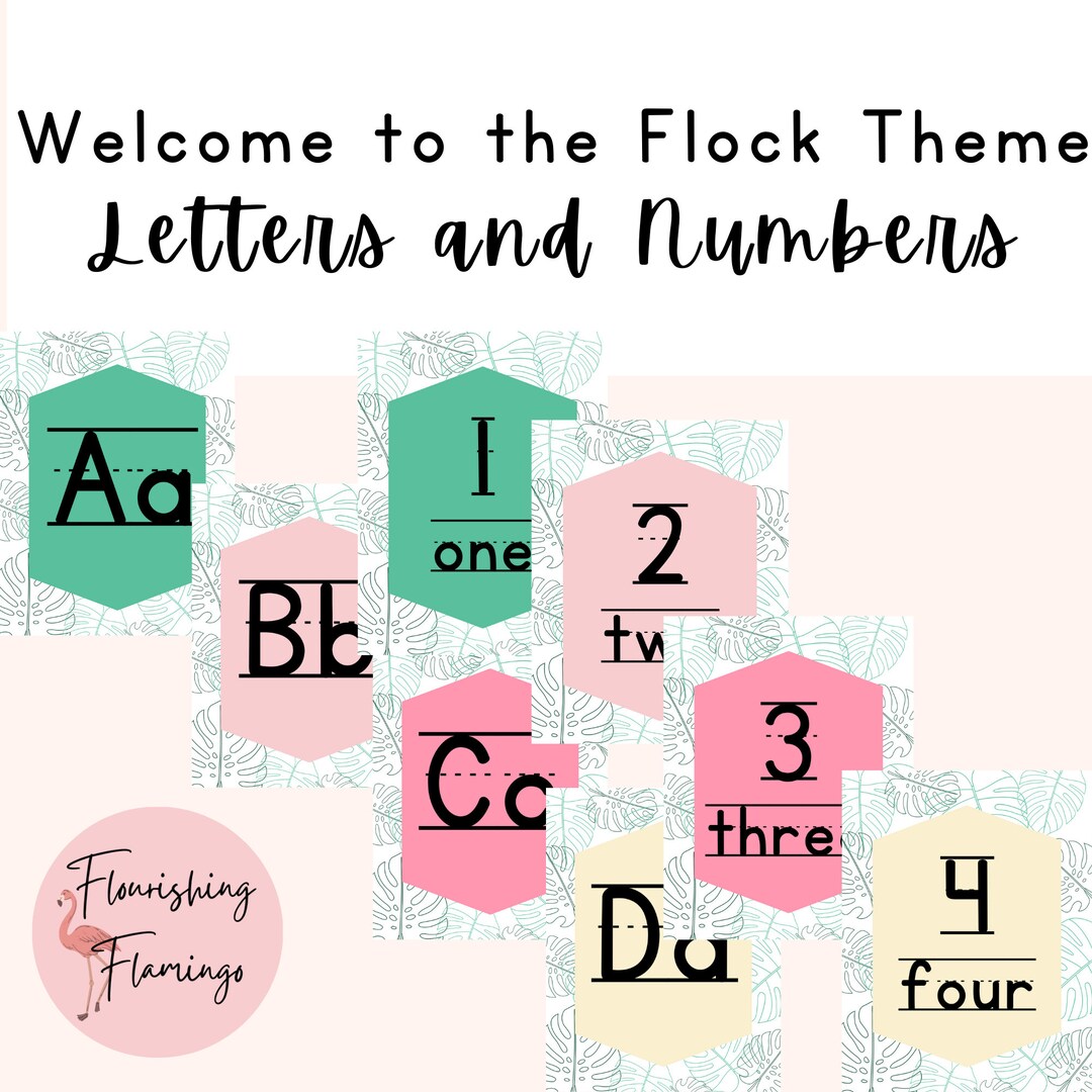 Welcome to the Flock - Tropical Flamingo Theme- Letters and Numbers ...