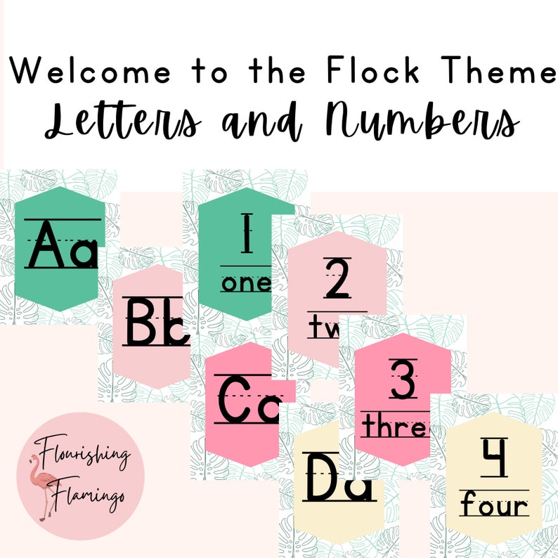 Welcome to the Flock - Tropical Flamingo Theme- Letters and Numbers ...