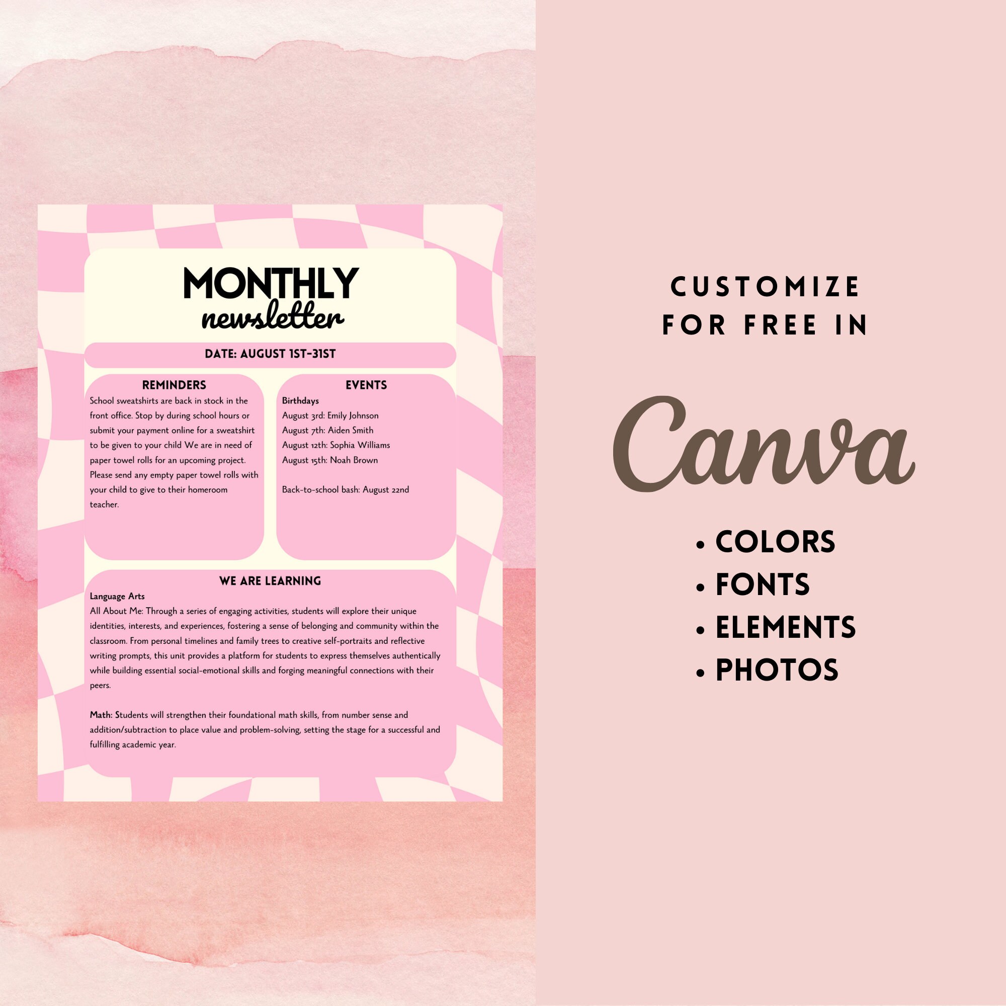 Monthly Newsletter, Colorful Retro Class Elementary Teacher Newsletter ...