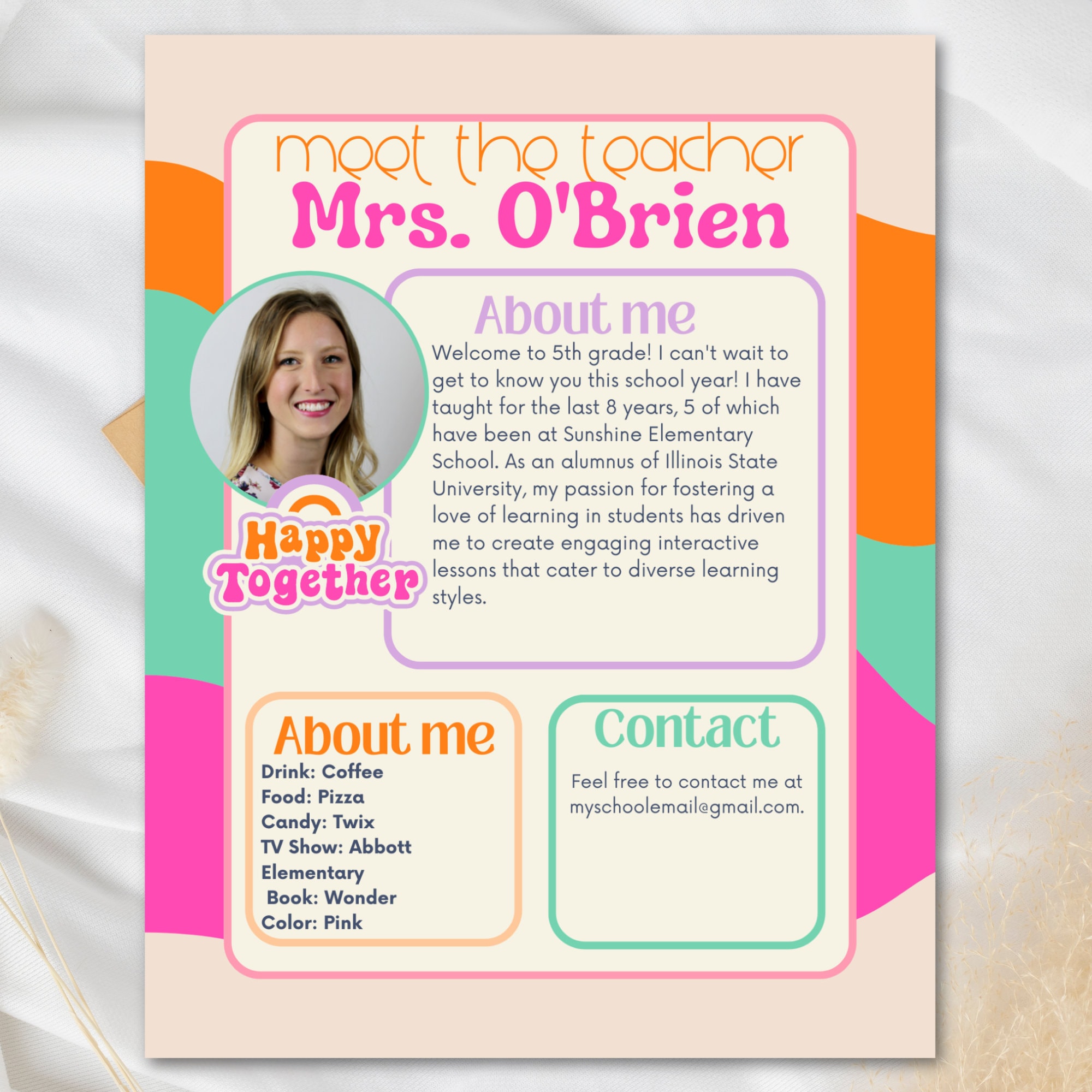 Bright Colors Meet the Teacher, Bright Teacher Introduction Template ...