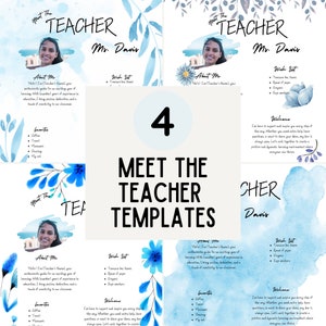 Meet the Teacher, Blue Watercolor Flowers Meet the Teacher, Back to ...