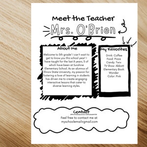 Meet the Teacher, Back to School Printable, Black and White Meet the ...