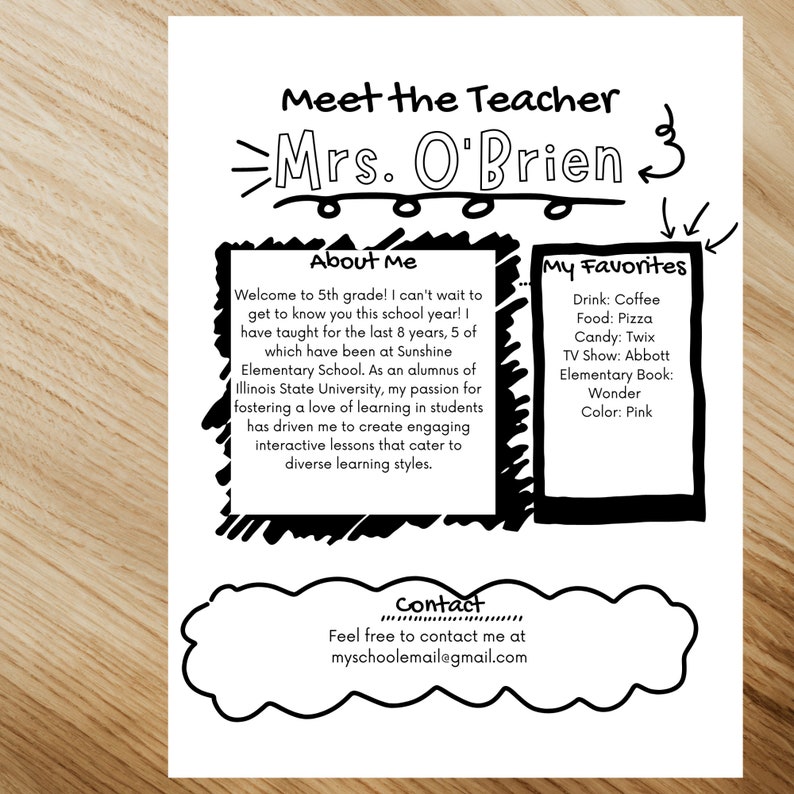 Meet the Teacher, Back to School Printable, Black and White Meet the ...