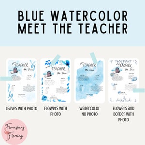 Meet the Teacher, Blue Watercolor Flowers Meet the Teacher, Back to ...