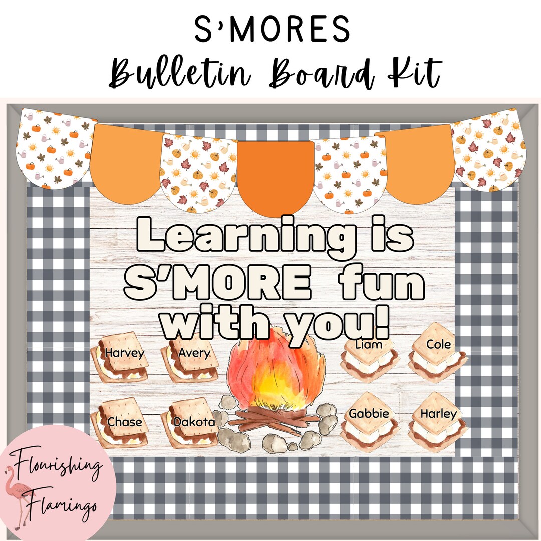 Learning is SMORE Fun With You! Fall Bulletin Board, Watercolor Fall ...