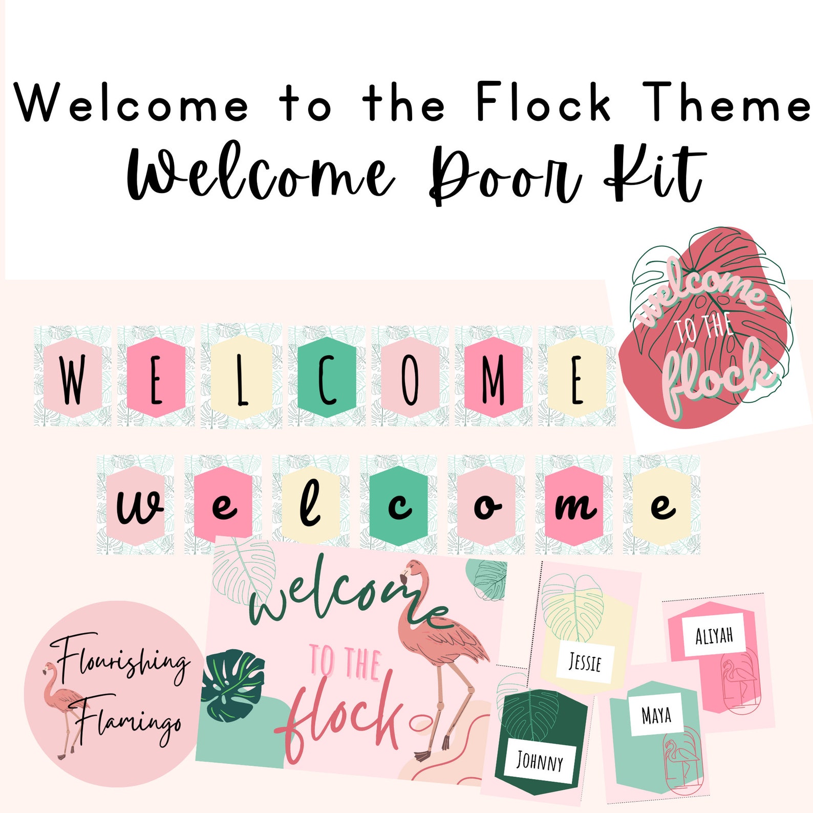 Welcome to the Flock - Tropical Flamingo Theme- Classroom Door and ...