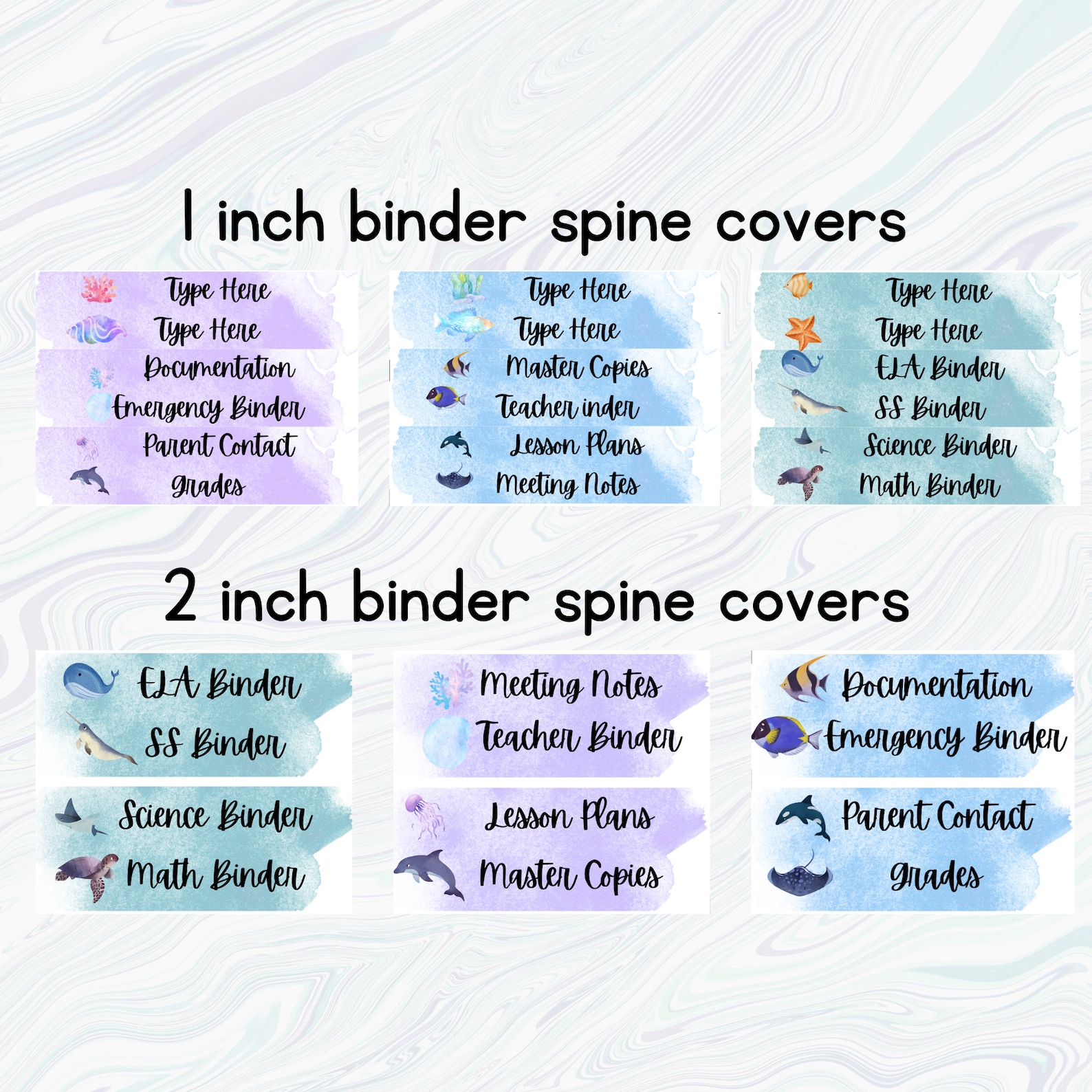 EDITABLE Under the Sea Teacher Binder Covers and Spines, Back to School ...