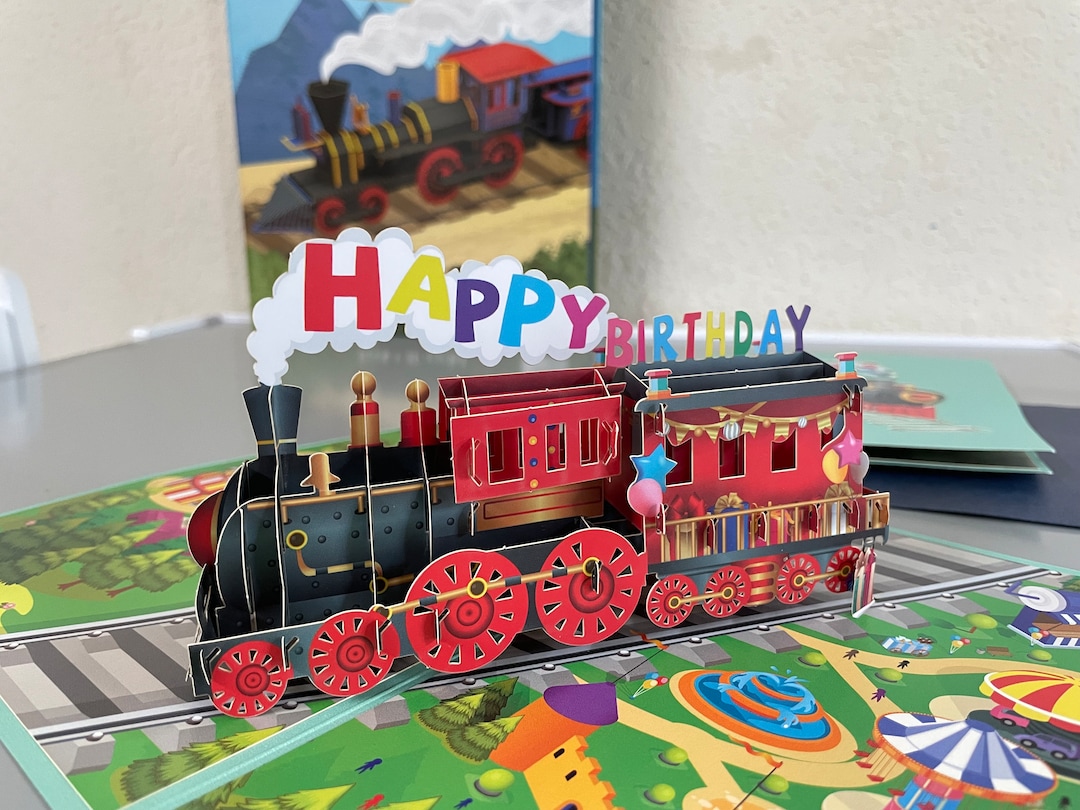 3D Train Pop up Card, Happy Birthday Card, Pop up Card Birthday - Etsy
