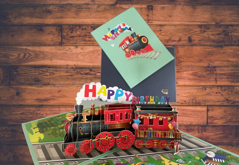 3D Train Pop up Card, Happy Birthday Card, Pop up Card Birthday - Etsy