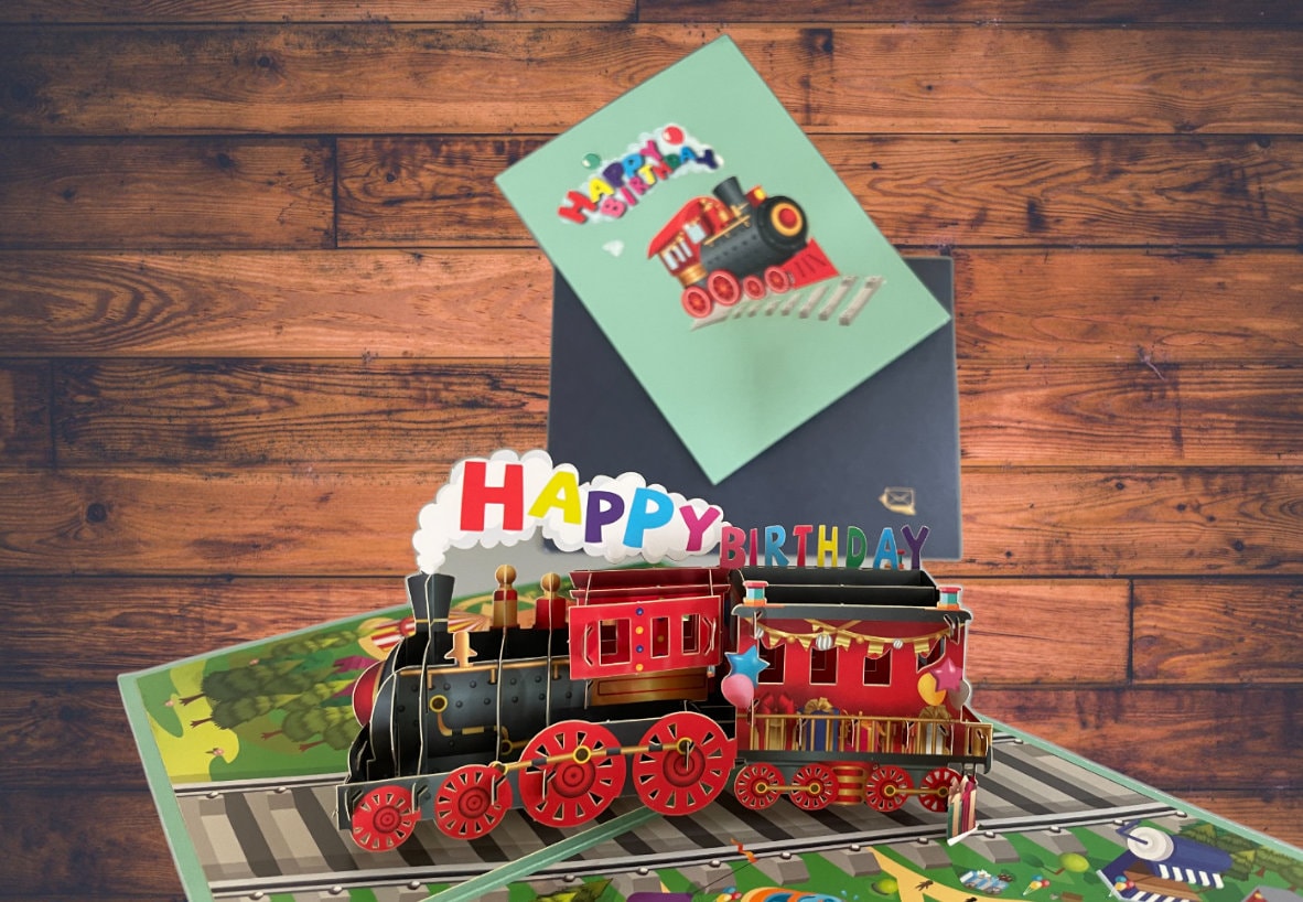 3D Train Pop up Card, Happy Birthday Card, Pop up Card Birthday - Etsy