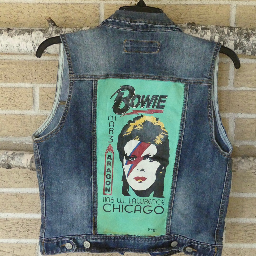 Hand Painted David Bowie Denim Vest in Vintage Style - Etsy