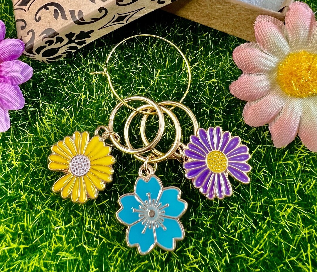 Flower Stitch Markers set of 3 - Etsy