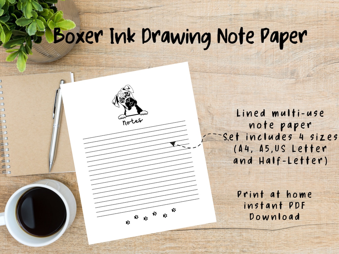 Boxer Peeking Ink Drawing Stationary/notepad - Etsy