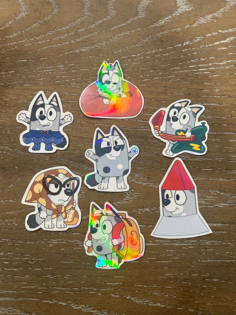 Muffin Sticker Set/ Plain and Vinyl Options/ Hand Drawn Designs/ Bluey ...