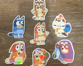 Bluey Sticker Set/ Plain and Vinyl Options/ Hand Drawn Designs/ Bluey ...