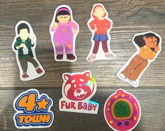 Turning Red Sticker Set/ Plain and Vinyl Options/ Hand Drawn Designs ...