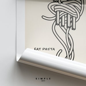 Eat Pasta, Run Fasta Poster Kitchen Wall Art Printable Minimalist ...