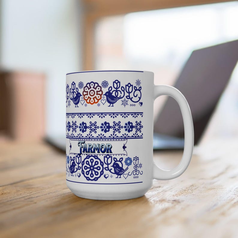 Farmor Mug Swedish Grandmother Charming Floral Design for Cozy Mornings ...