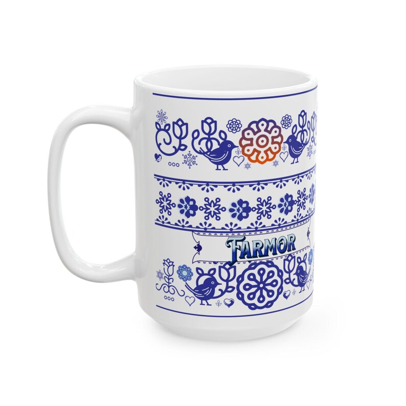 Farmor Mug Swedish Grandmother Charming Floral Design for Cozy Mornings ...