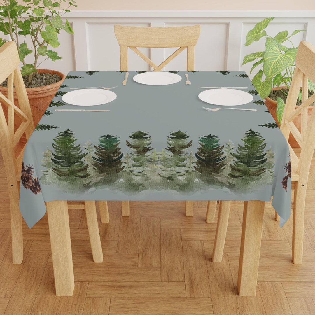 Tablecloth Pine Trees and Pine Cones Tablecloth Cabin Decor Rustic ...