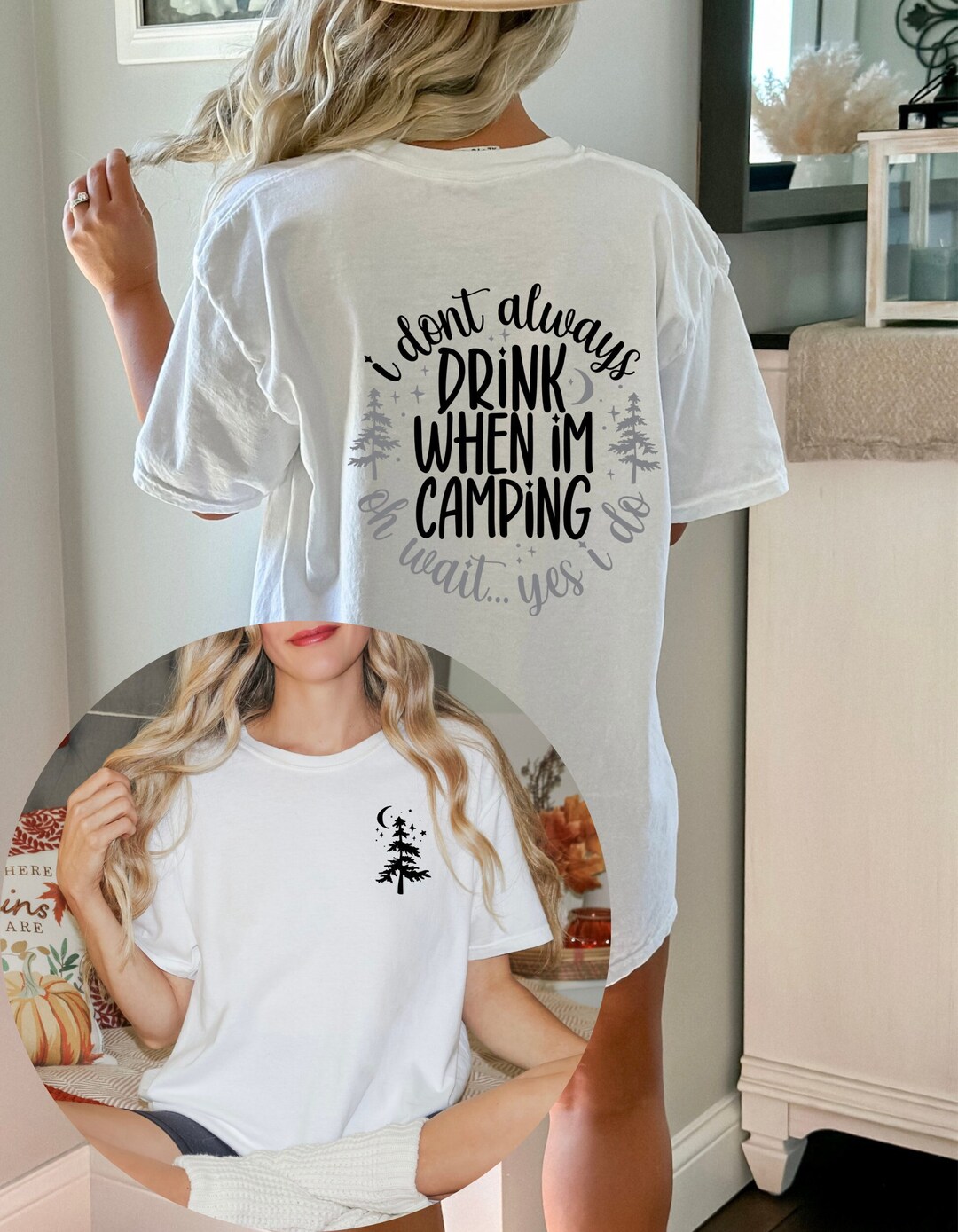 Camping T-shirt Unisex Garment-dyed T-shirt Gift for Her Funny Camp ...