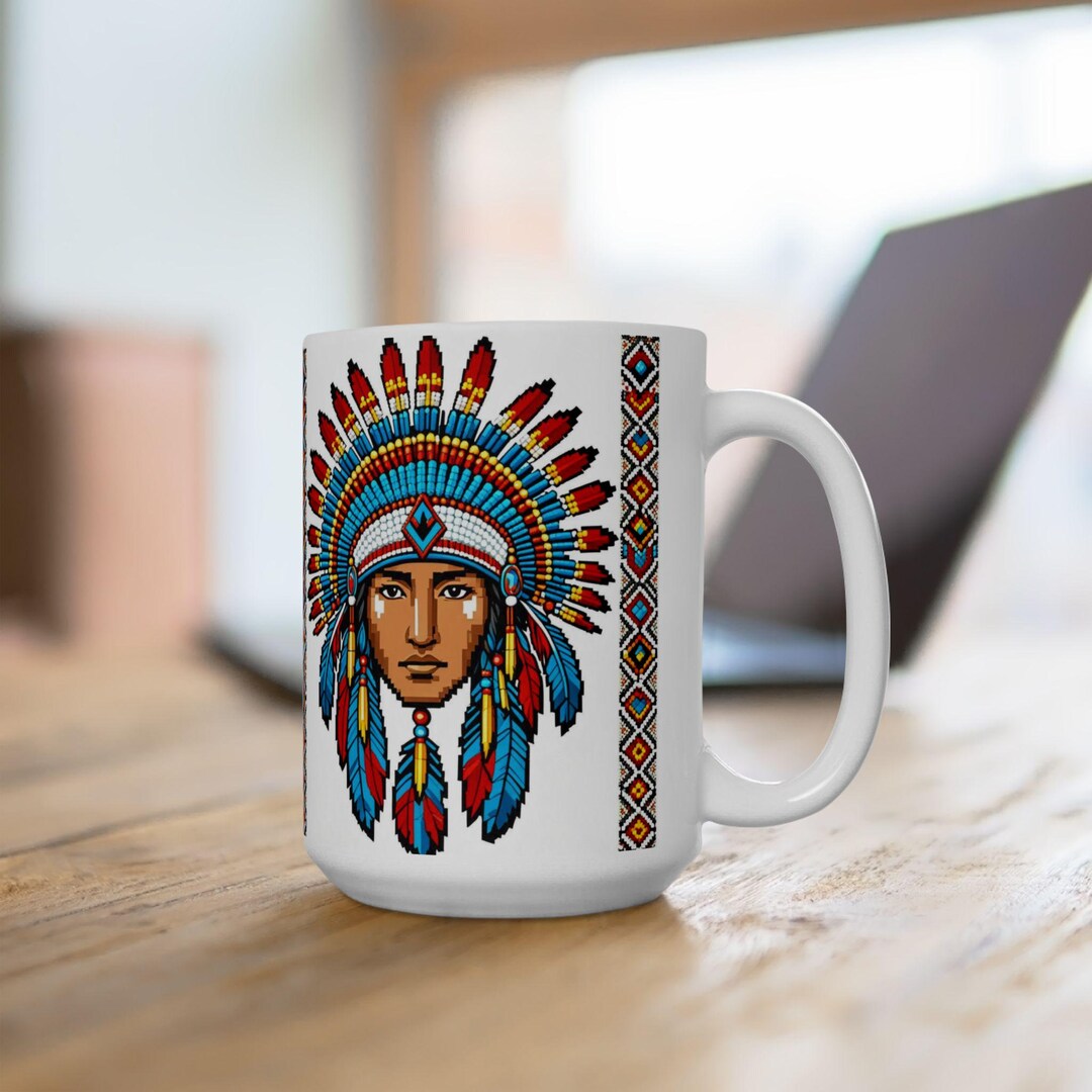 Native American Chief Ceramic Mug: Heritage Gift, Indian Culture (15oz ...