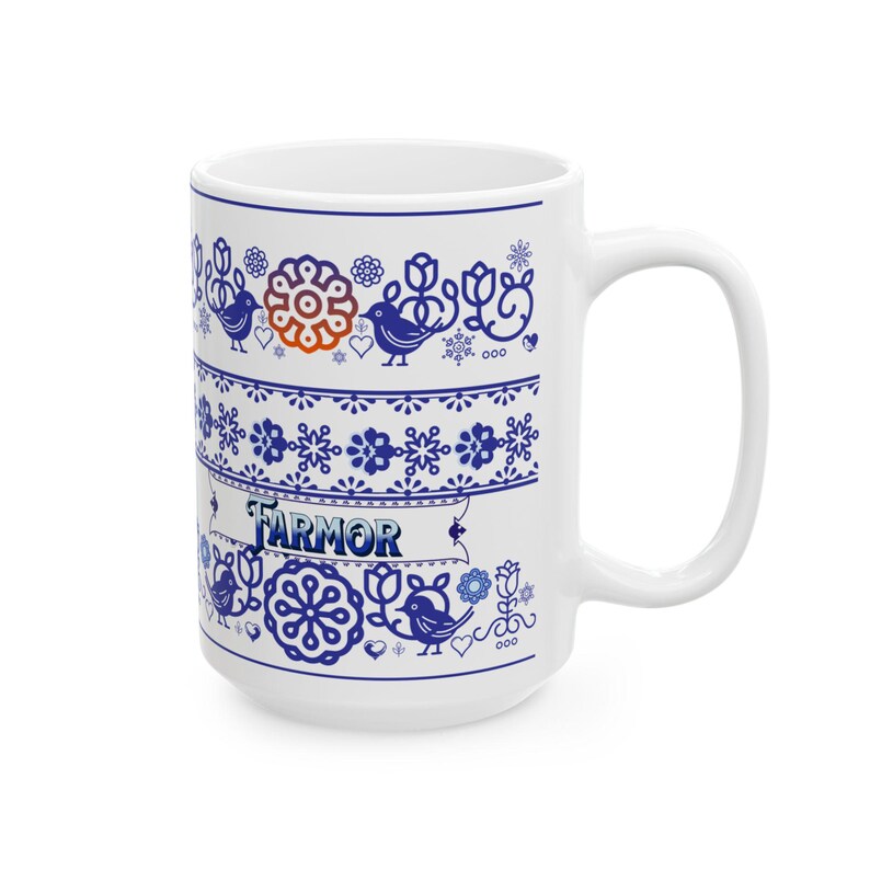 Farmor Mug Swedish Grandmother Charming Floral Design for Cozy Mornings ...