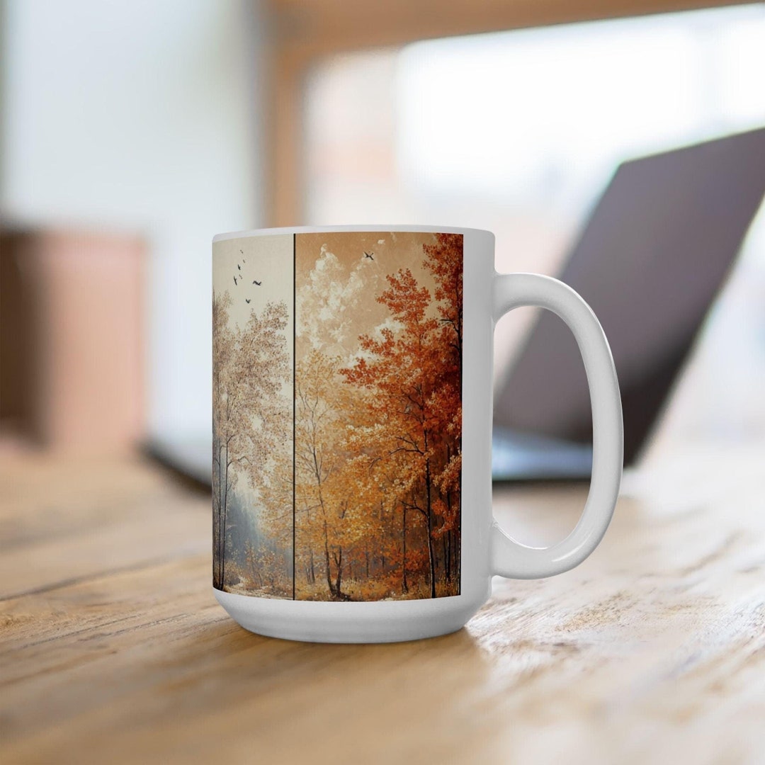 Nature Seasons Ceramic Mug, Four Seasons Coffee Cup, Autumn Winter ...