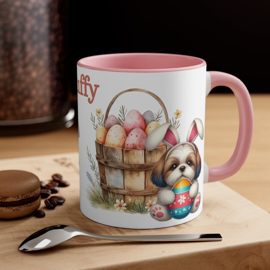 Personalized Easter Shih Tzu Accent Coffee Mug 11oz Customized Shih Tzu ...