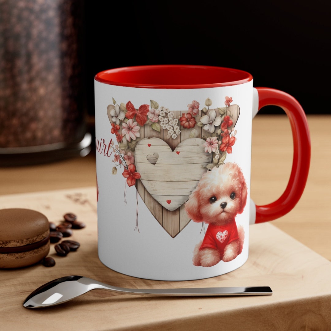 Personalized Valentines Day Poodle Puppy Accent Coffee Mug, Customized ...