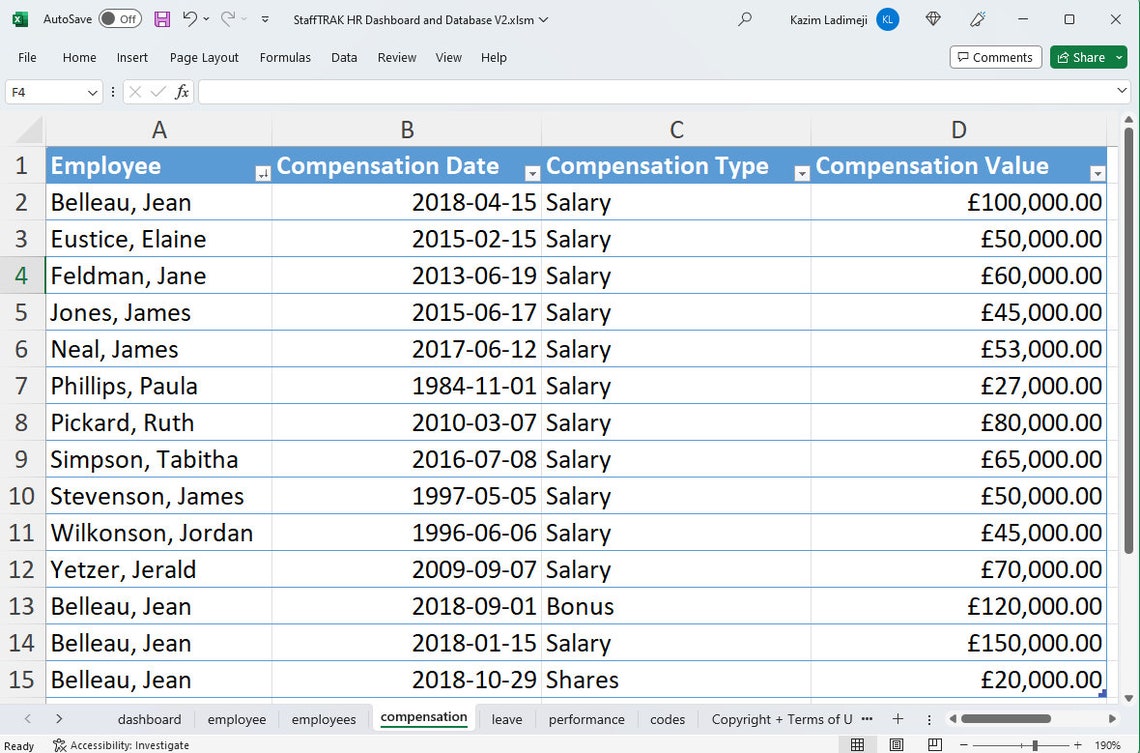 Premium Human Resources Excel Dashboard and Database - Etsy
