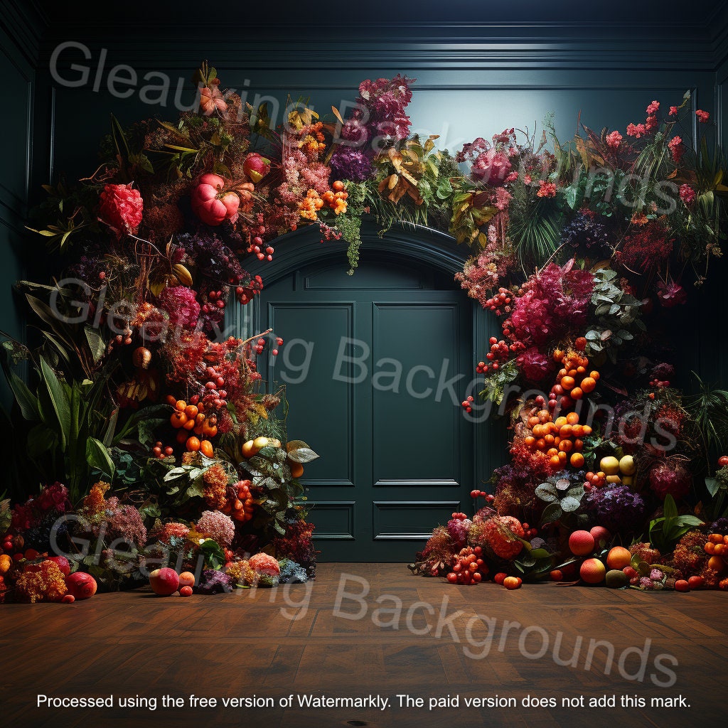 Oversized Fruit and Florals Digital Backdrops, Maternity Backdrop ...