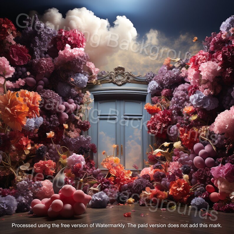 Oversized Fruit and Florals Digital Backdrops, Maternity Backdrop ...
