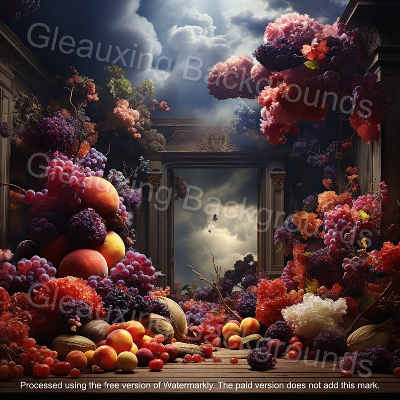 Oversized Fruit and Florals Digital Backdrops, Maternity Backdrop ...