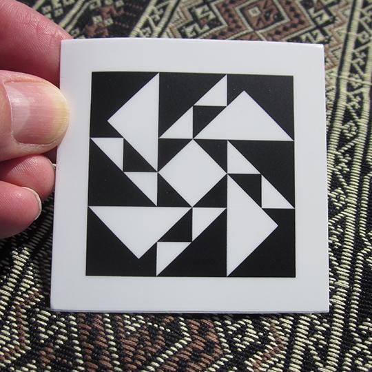 Pinwheel Sticker, 3 X 3 Inch, Black and White, Vinyl, Triangles, Square ...