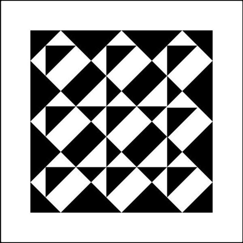 Checker Sticker 1, Digital Download, Black, White Background, Triangles ...
