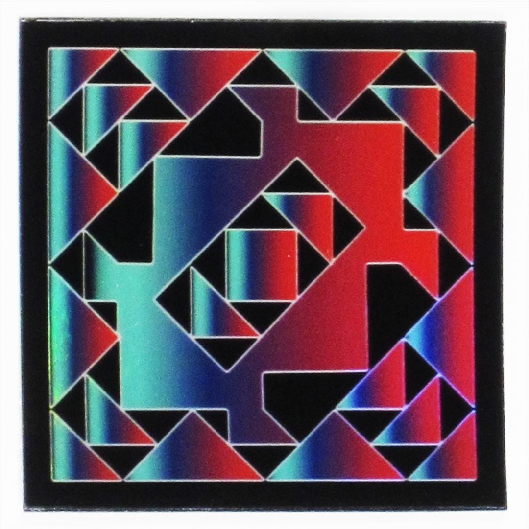 Chrome Triangles Sticker, Holographic, 2" X 2", Square, Black ...