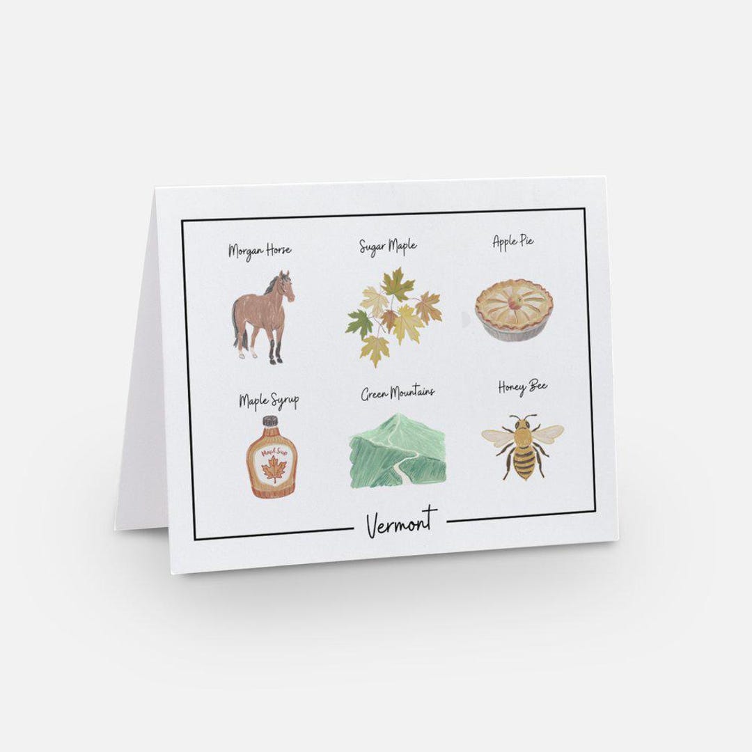 Notecards (5pk) - Vermont State Symbols - Etsy